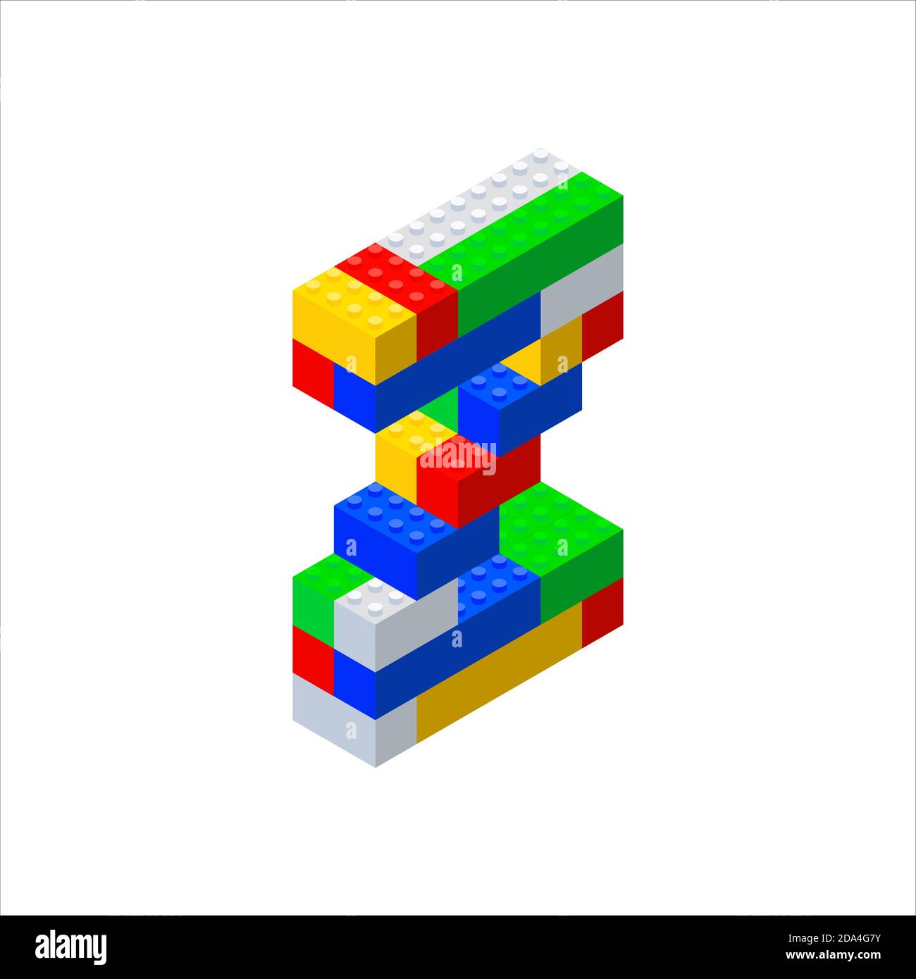 Isometric font made from color plastic blocks. The childrens designer ...