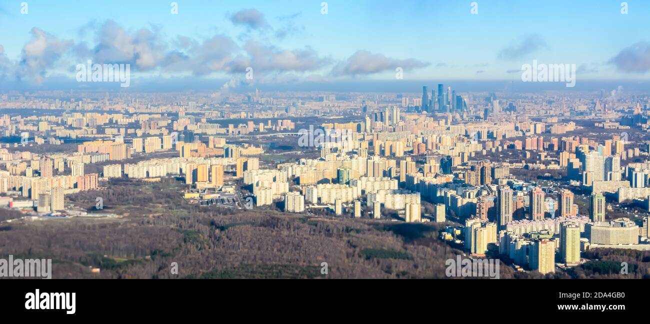 Aerial view over Moscow, Russia. View from the south of the city Stock ...
