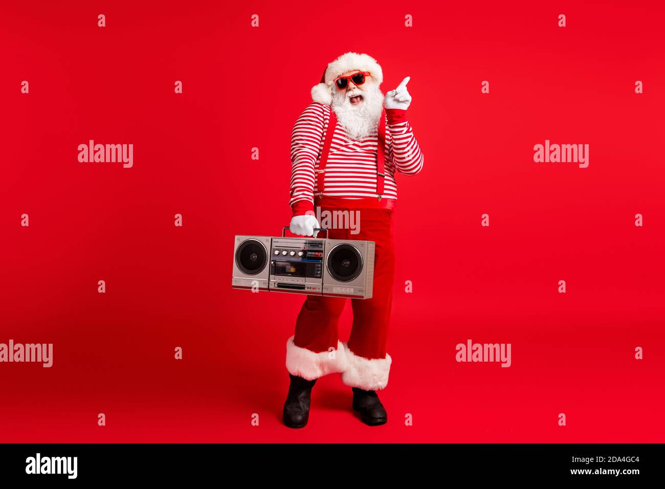 Full length body size view of his he nice handsome cheerful cheery ...