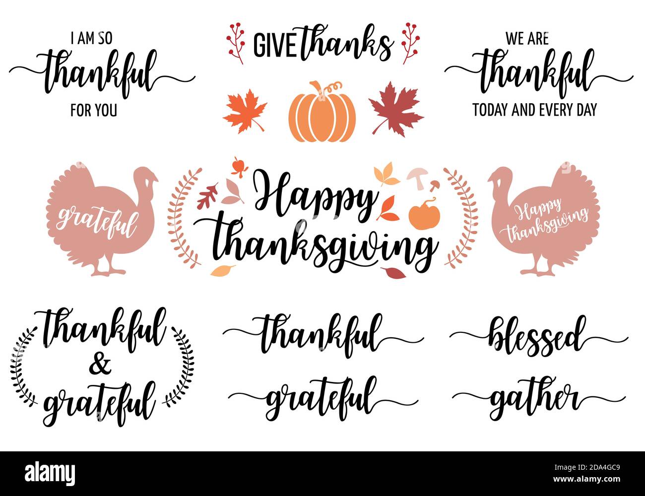 Thanksgiving cards, hand lettering and hand drawn graphic design ...