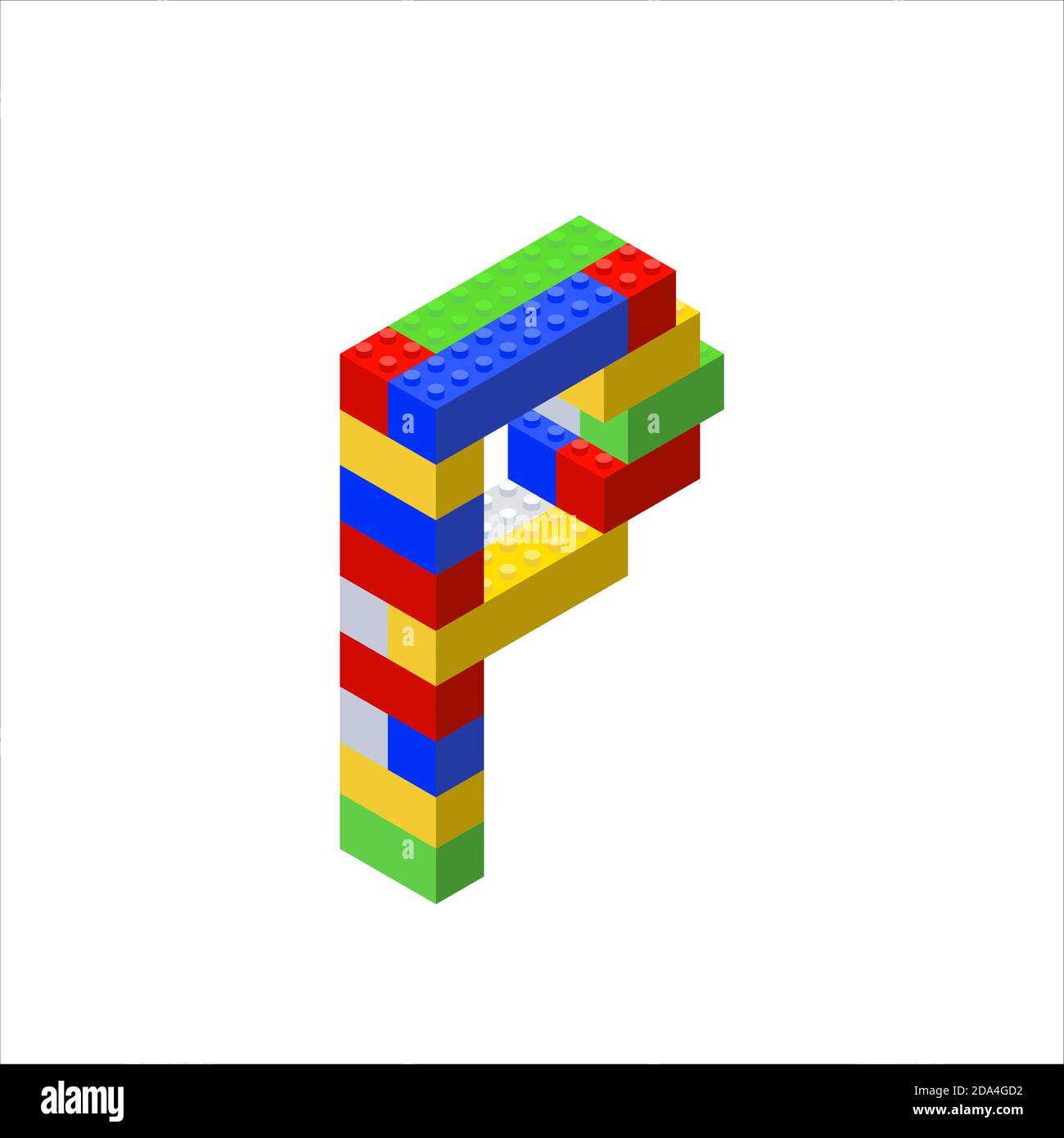 Isometric font made from color plastic blocks. The childrens designer ...