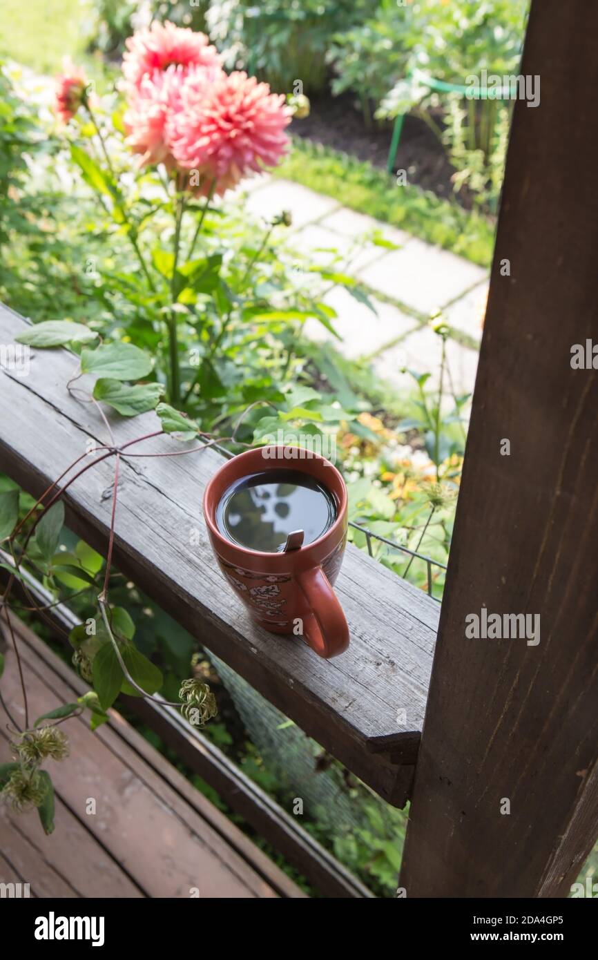 morning black coffee in cup outdoors Stock Photo - Alamy
