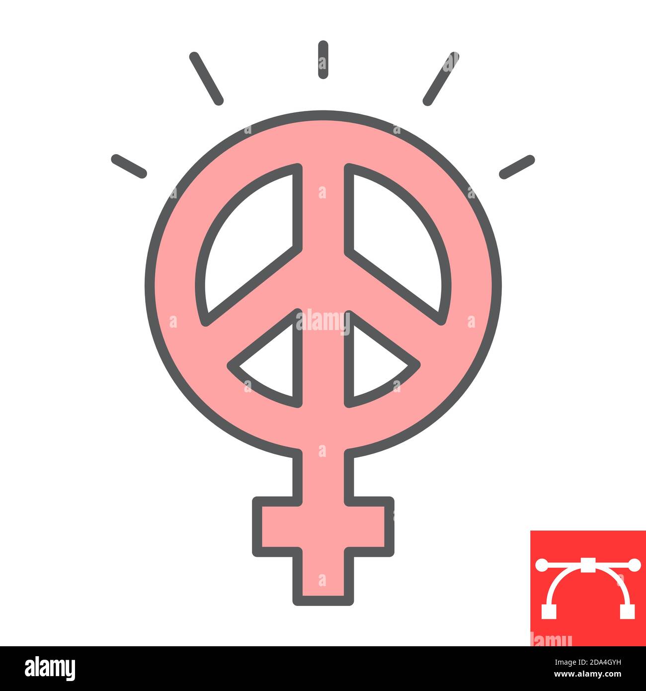 Female peace color line icon, sexism and feminism, me too sign vector ...