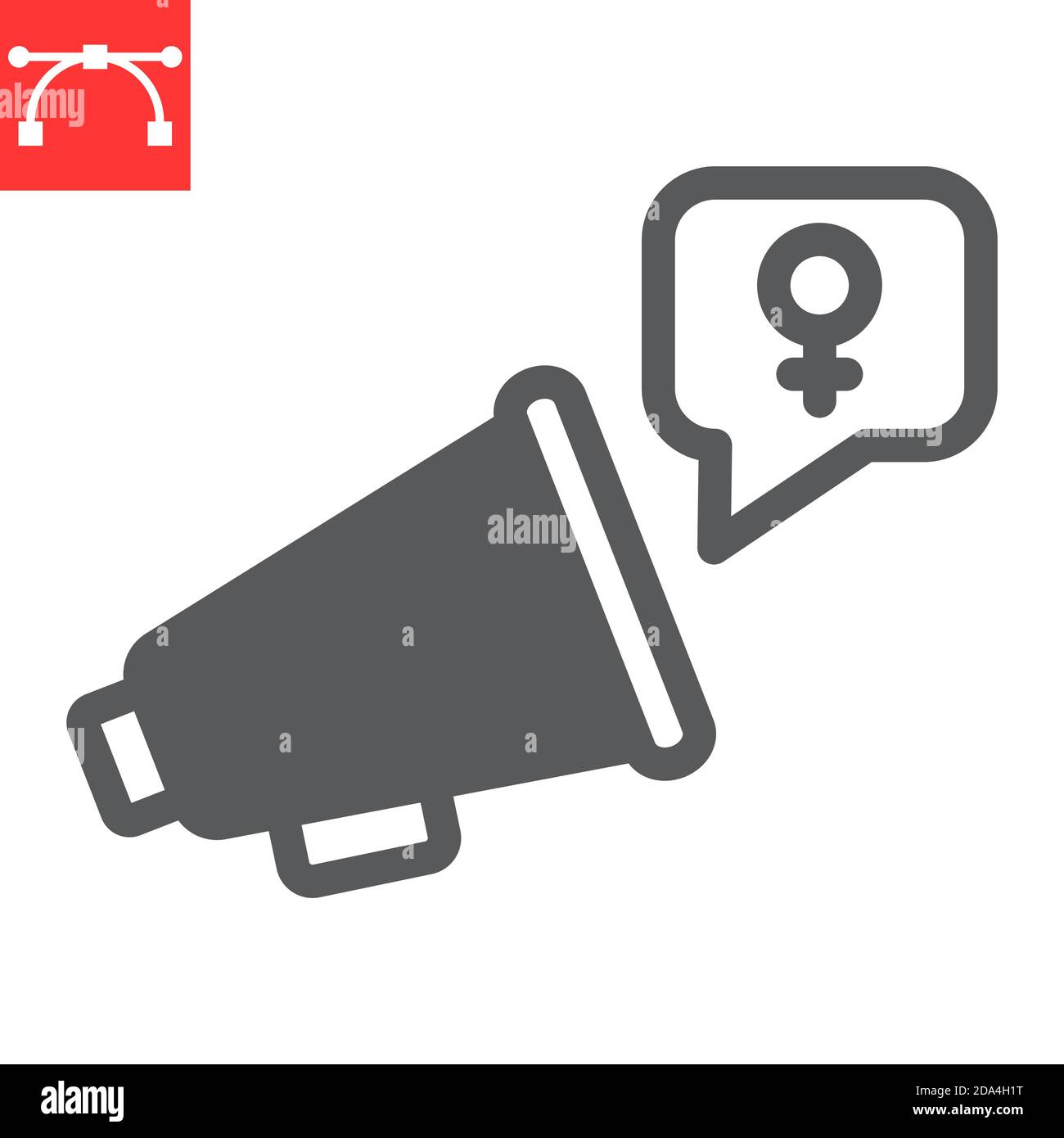 Feminism protest glyph icon, sexism and feminism, megaphone sign vector ...