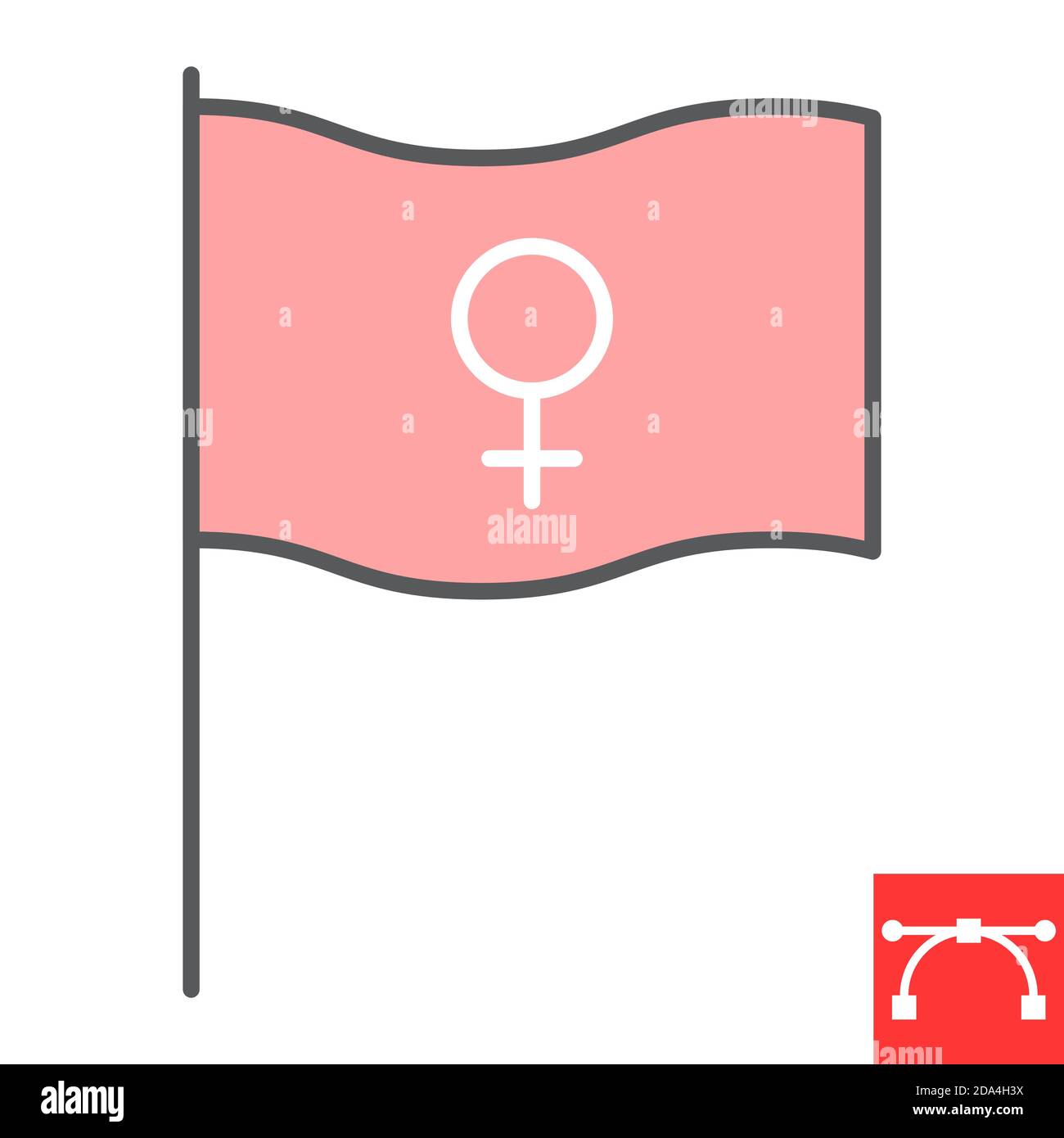 Feminism flag color line icon, sexism and feminism, women rights flag ...