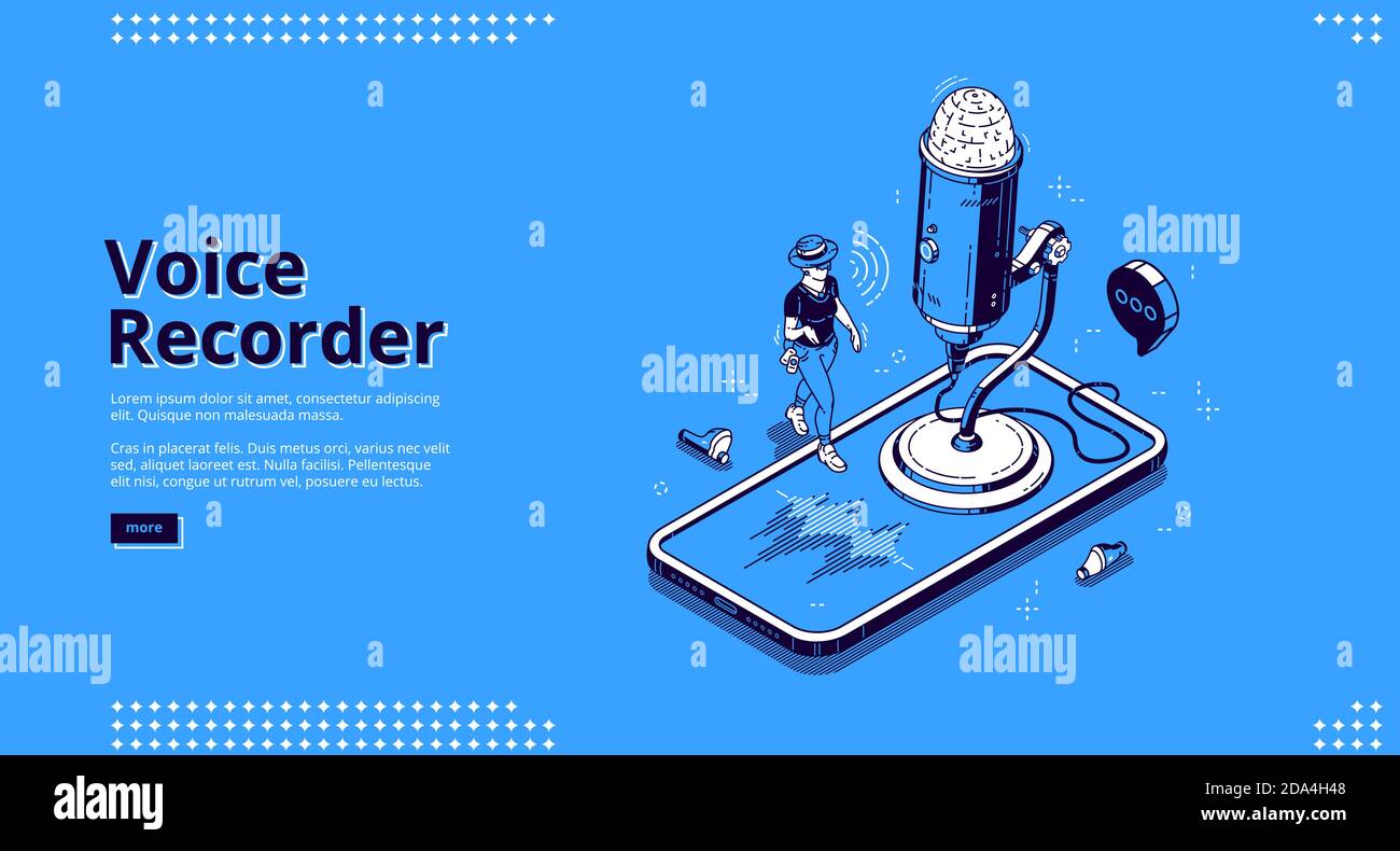 Voice recorder banner. Mobile technologies for recording sound, dictate ...