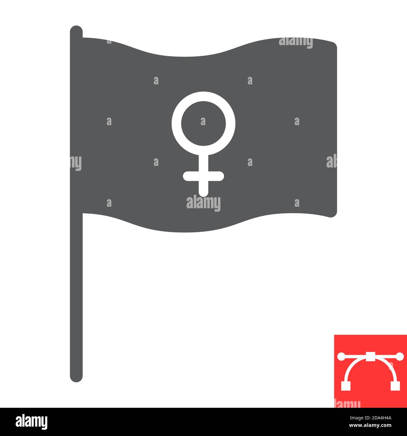 Feminism flag glyph icon, sexism and feminism, women rights flag sign ...