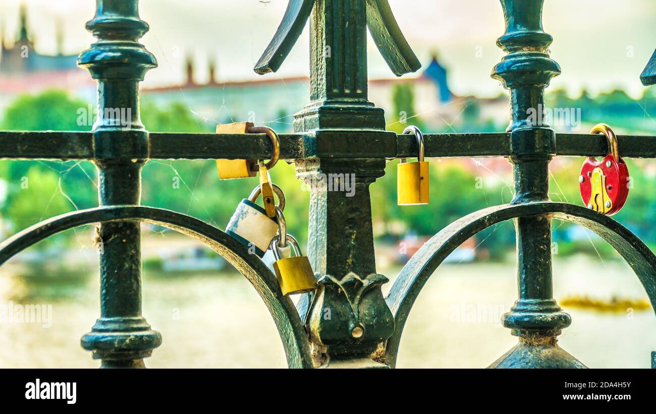 Padlocks on fence hi-res stock photography and images - Alamy