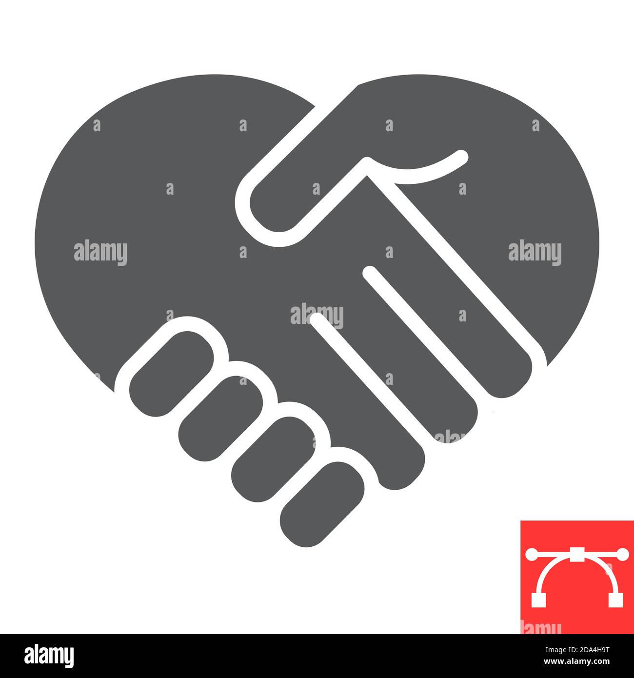 Heart handshake glyph icon, love and help, handshake sign vector ...