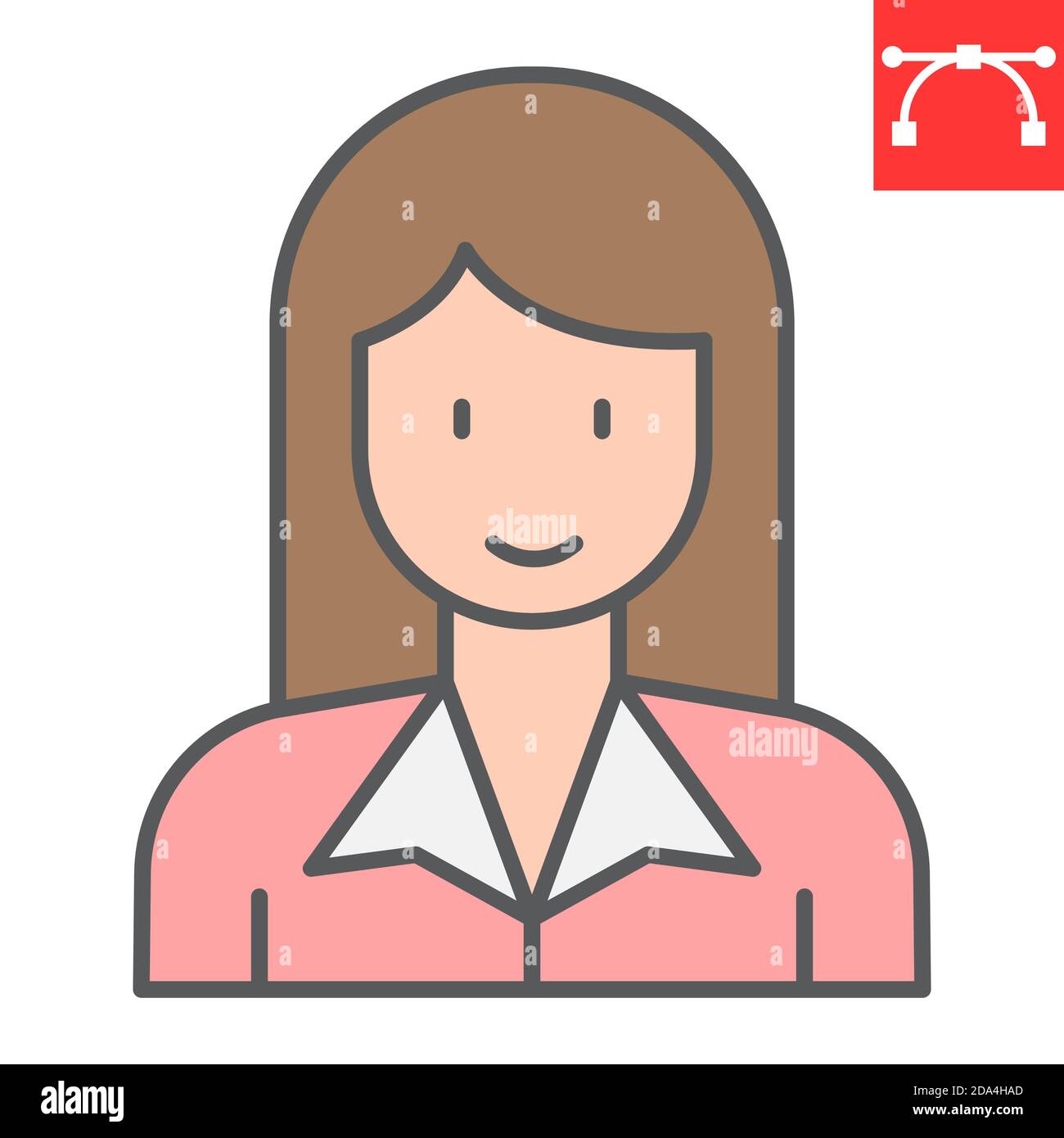 Businesswoman color line icon, female and feminism, business woman sign ...