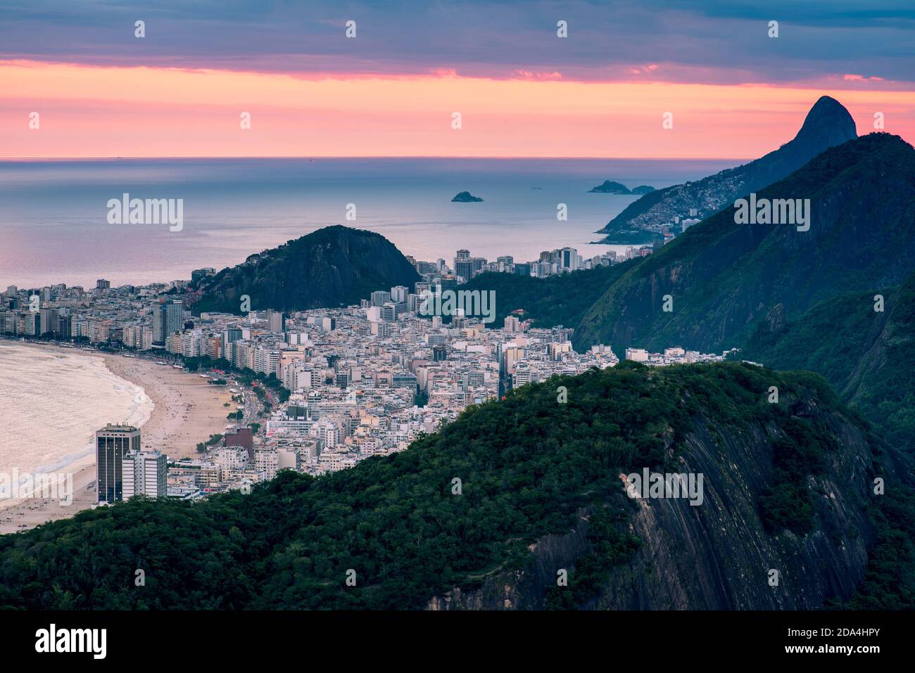 Copacabana Beach View by Sunset, Rio de Janeiro, Brazil Stock Photo - Alamy