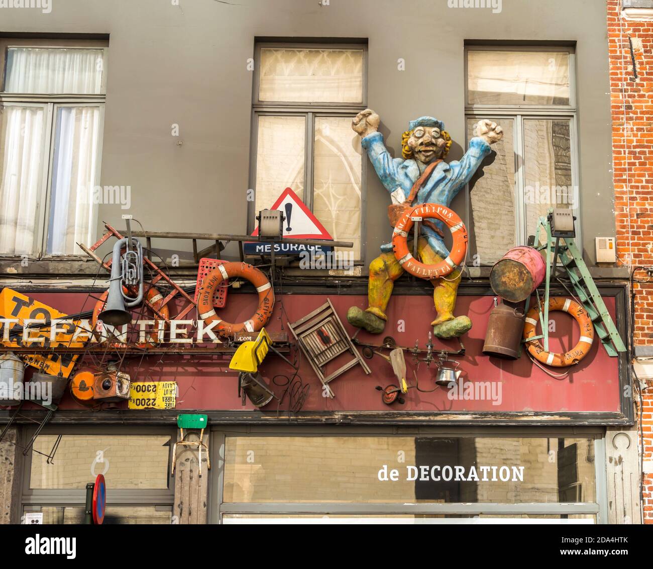 Brussels, BELGIUM - July 7, 2019: Exterior front store design and stall ...
