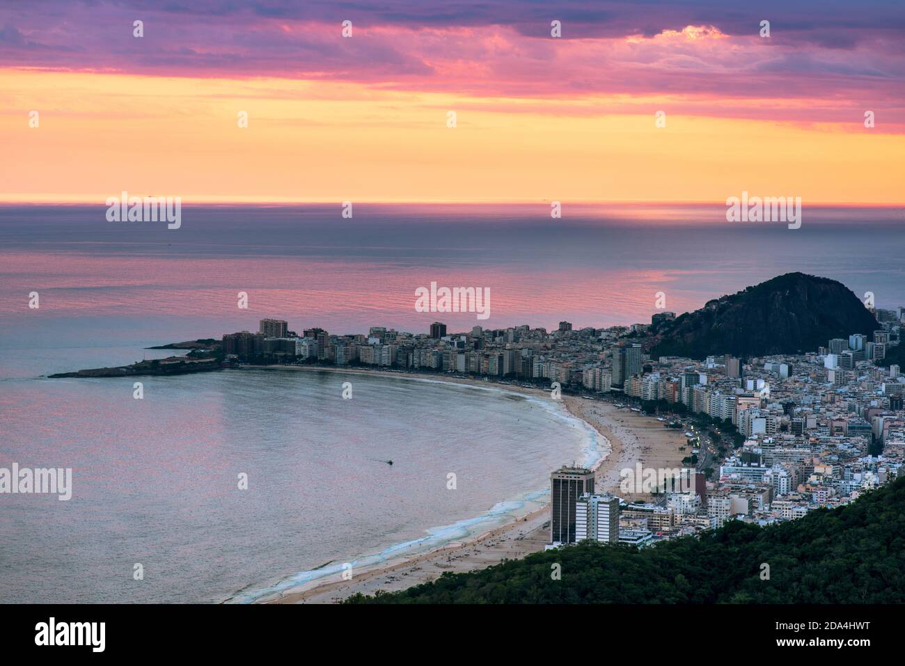 Copacabana Beach View by Sunset, Rio de Janeiro, Brazil Stock Photo - Alamy