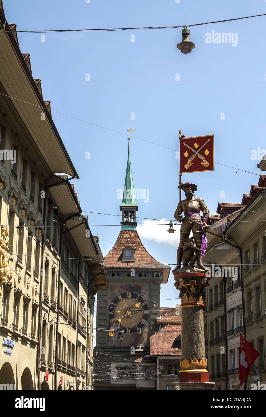 view of old town of Bern city, unesco world heritage site, It is a ...