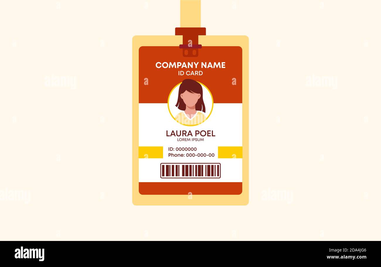 Working ID card template. Identification card company employee secure ...