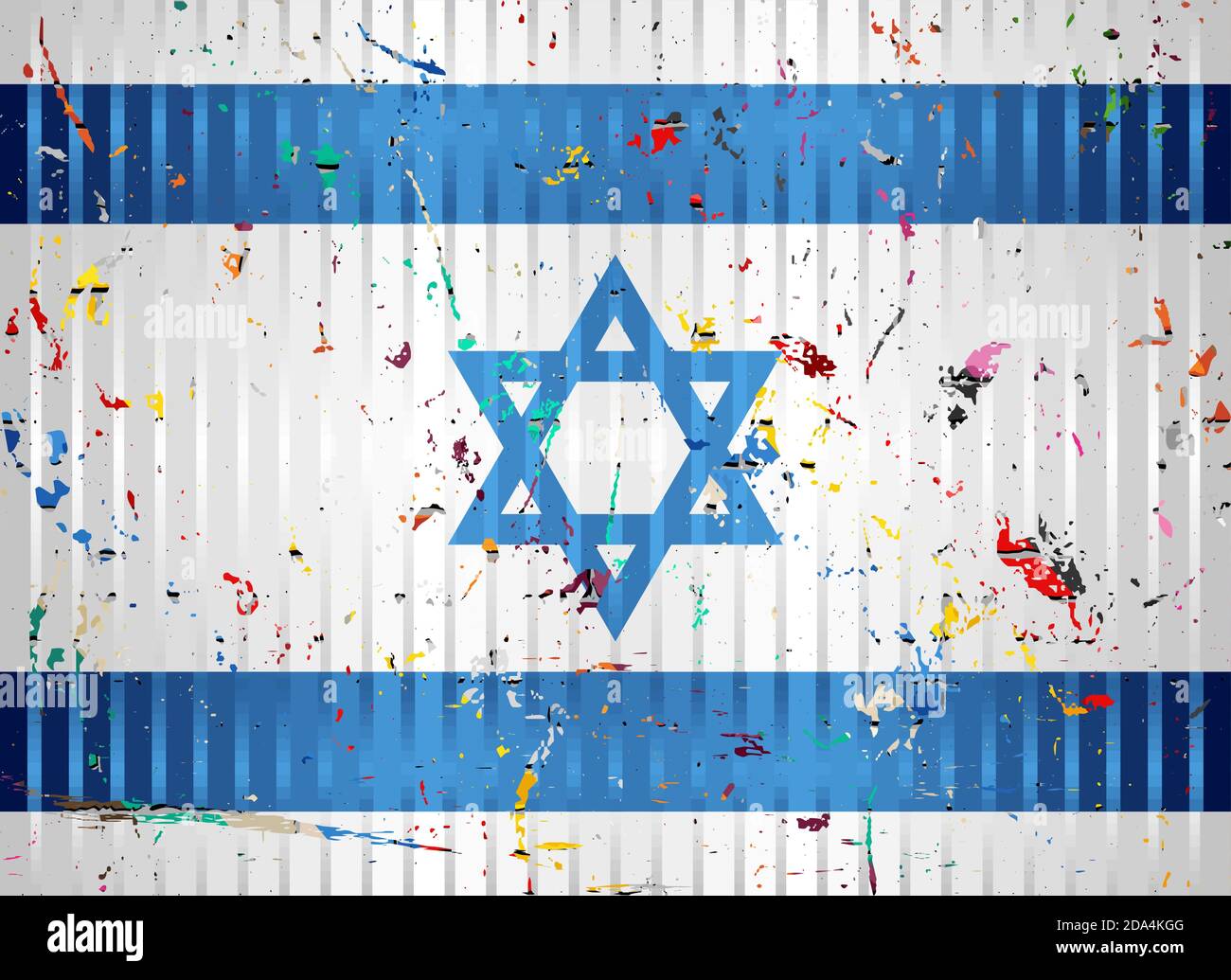 Israel flag with color stains - Illustration, Three dimensional flag of ...