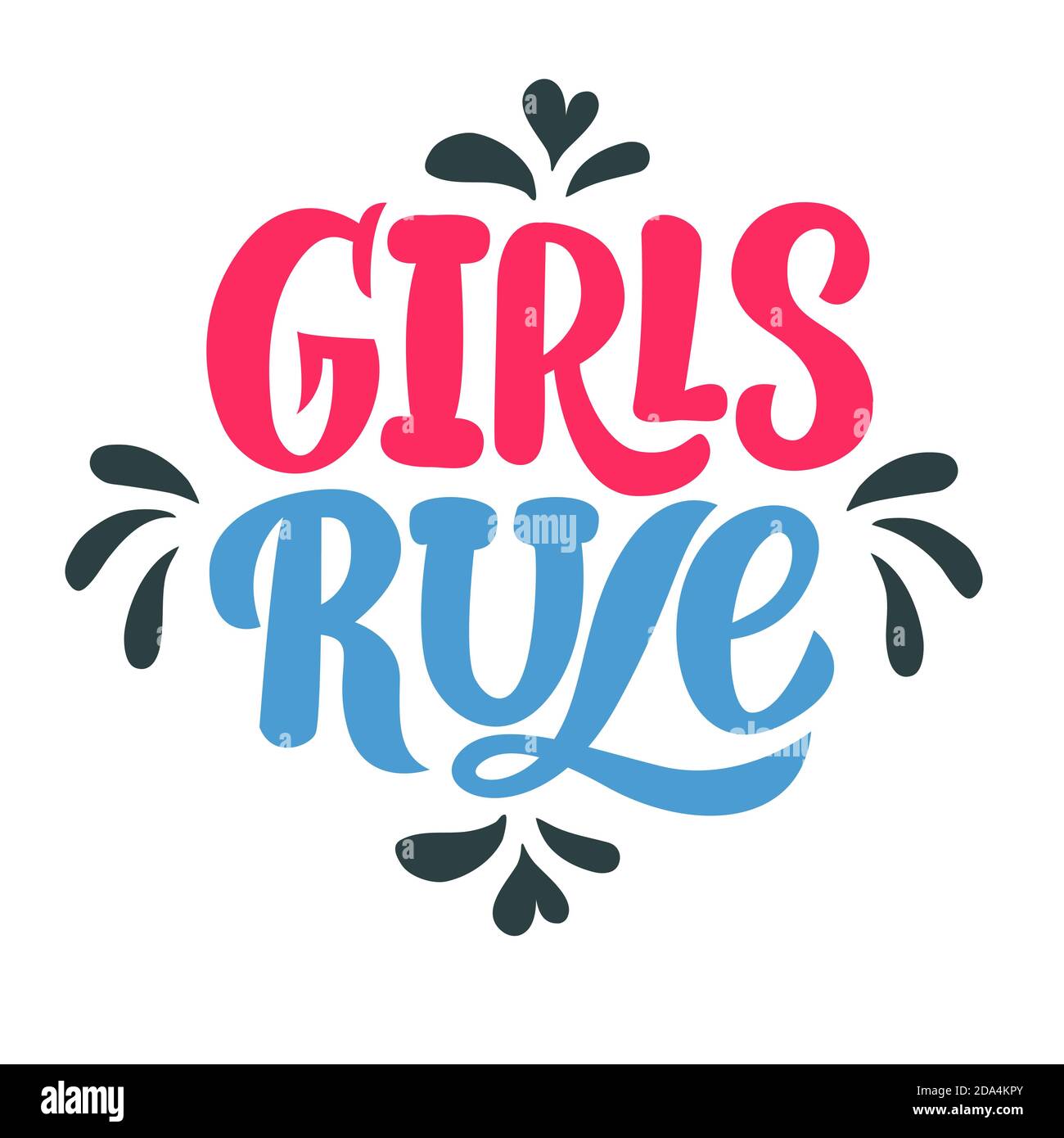 Inscription - girls rule - red and blue letters on a white background ...