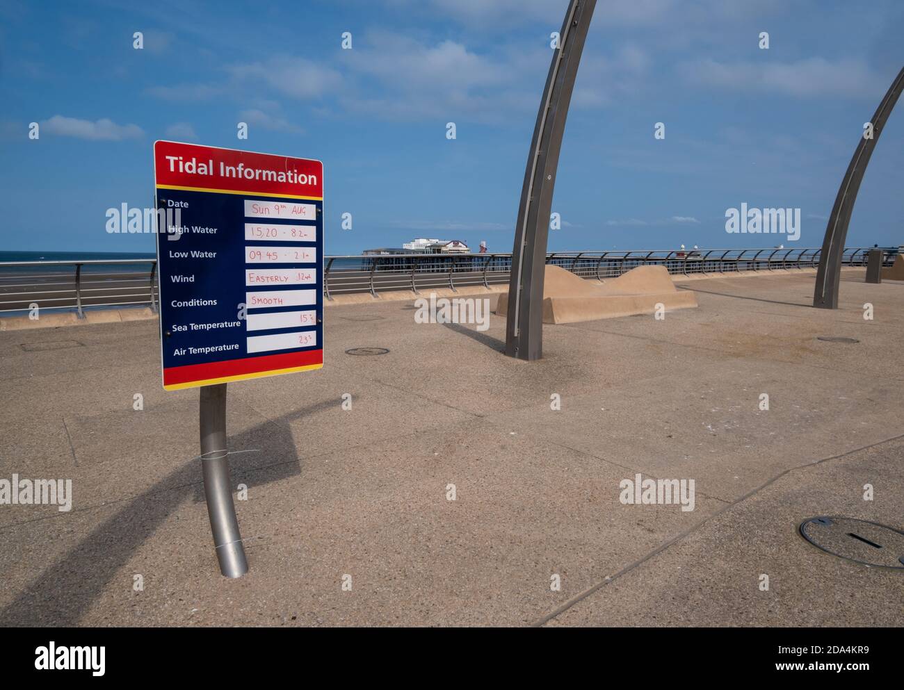 tidal information sign on the beach in Blackpool August 2020 Stock ...