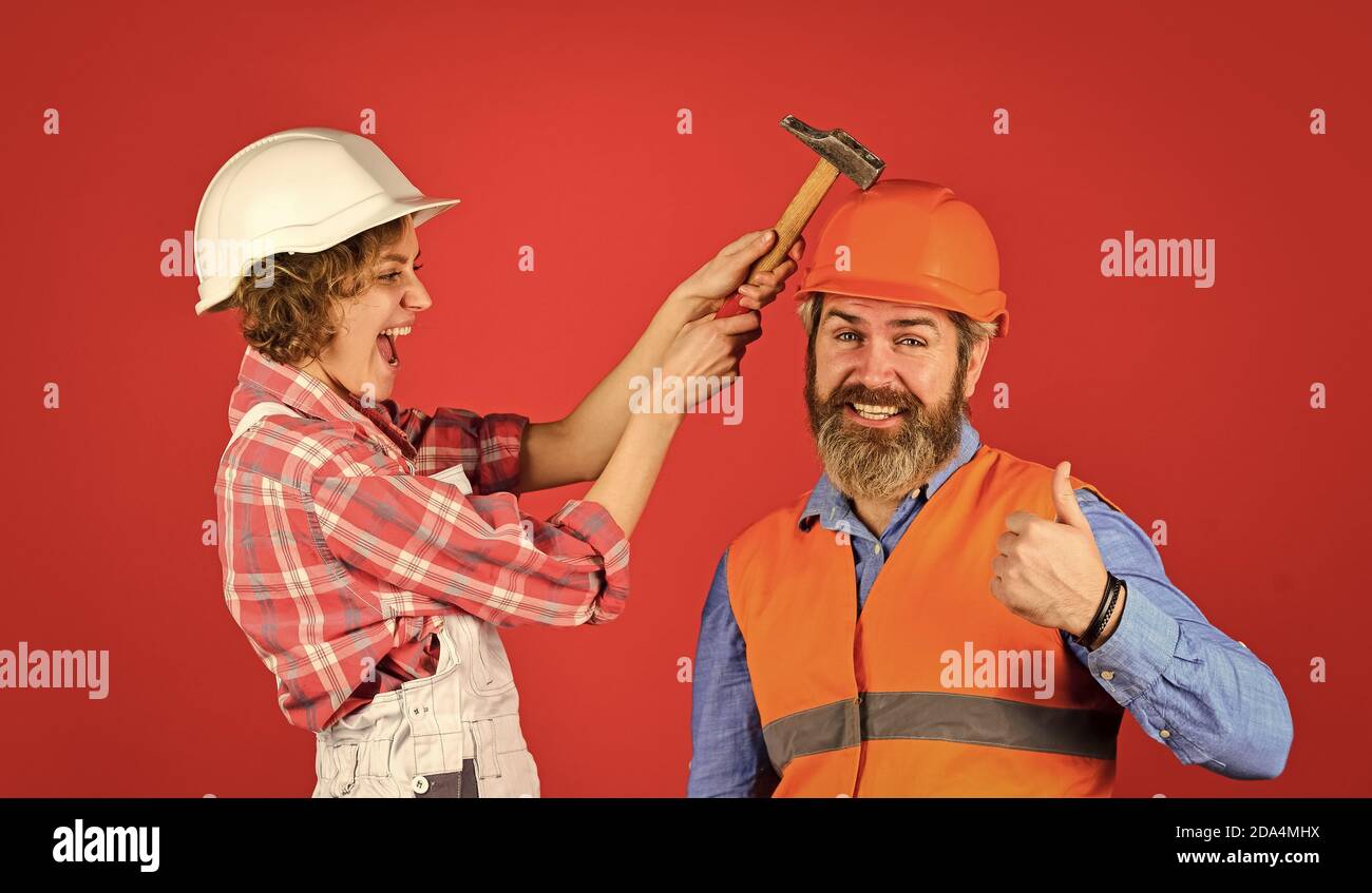 Intelligibly concept. Couple renovating apartment together. Couple ...