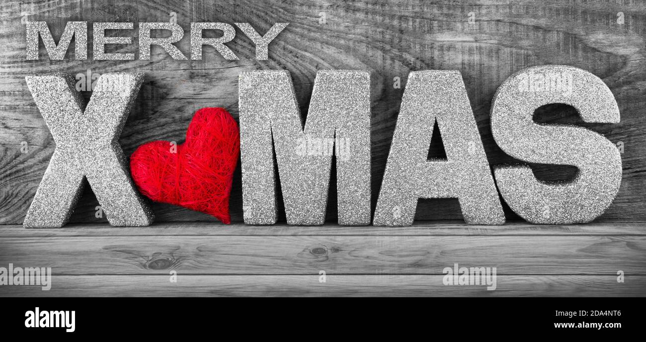 Christmas Xmas symbols and heart Stock Photo - Alamy