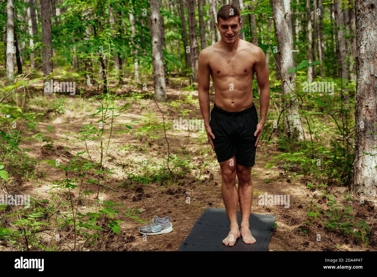 Fitness push up exercise man doing burpee workout for training muscles ...