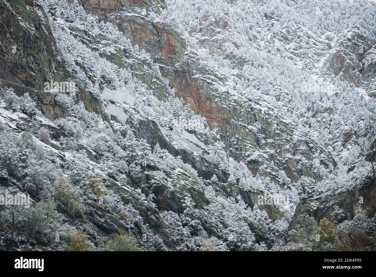 winter lanscape, goges del Freser, horizontal format detail Stock Photo ...