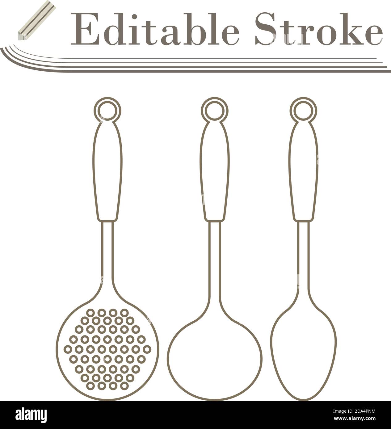 Ladle Set Icon. Editable Stroke Simple Design. Vector Illustration ...