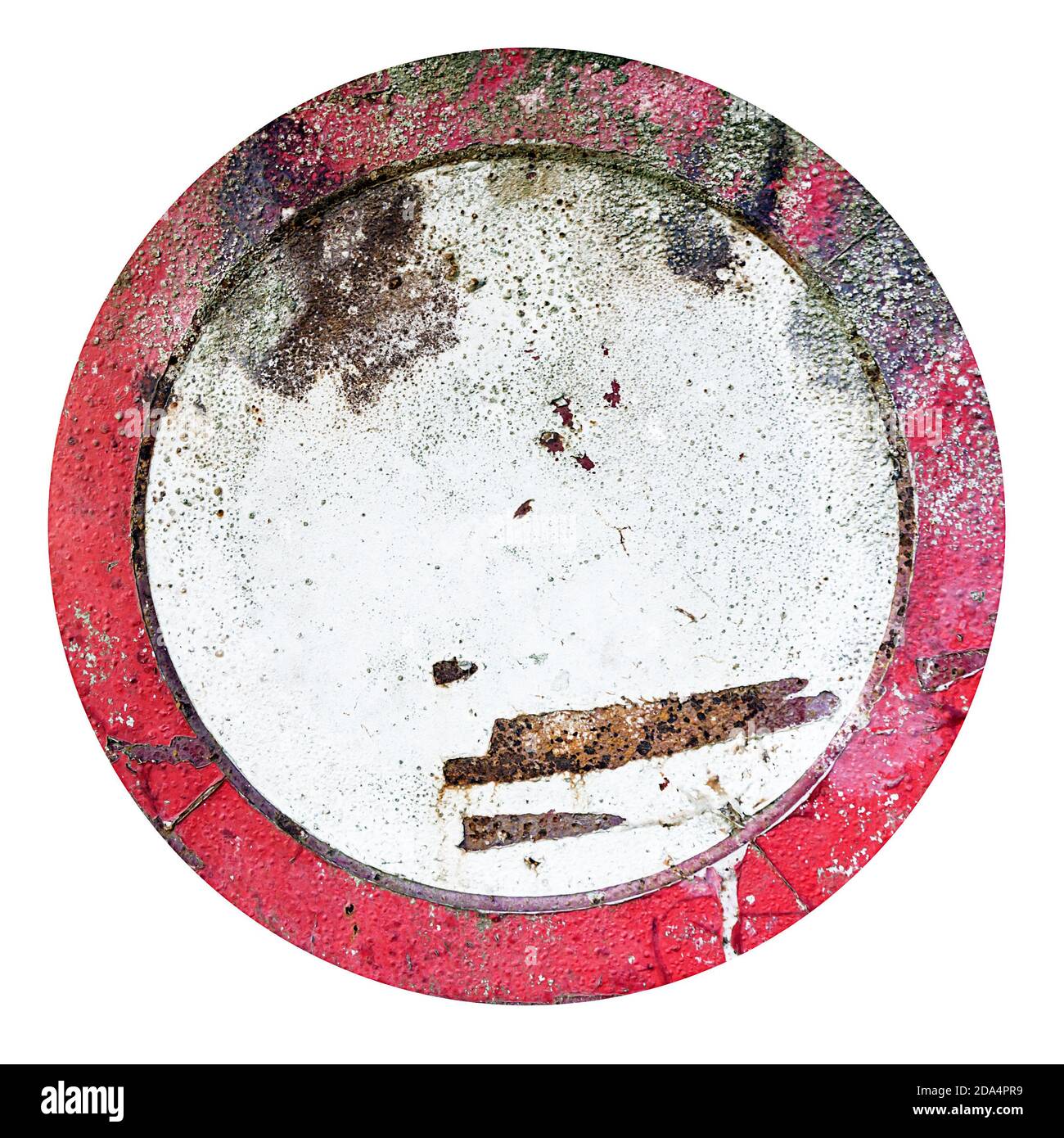 Rusty no vehicles traffic sign in white background Stock Photo - Alamy