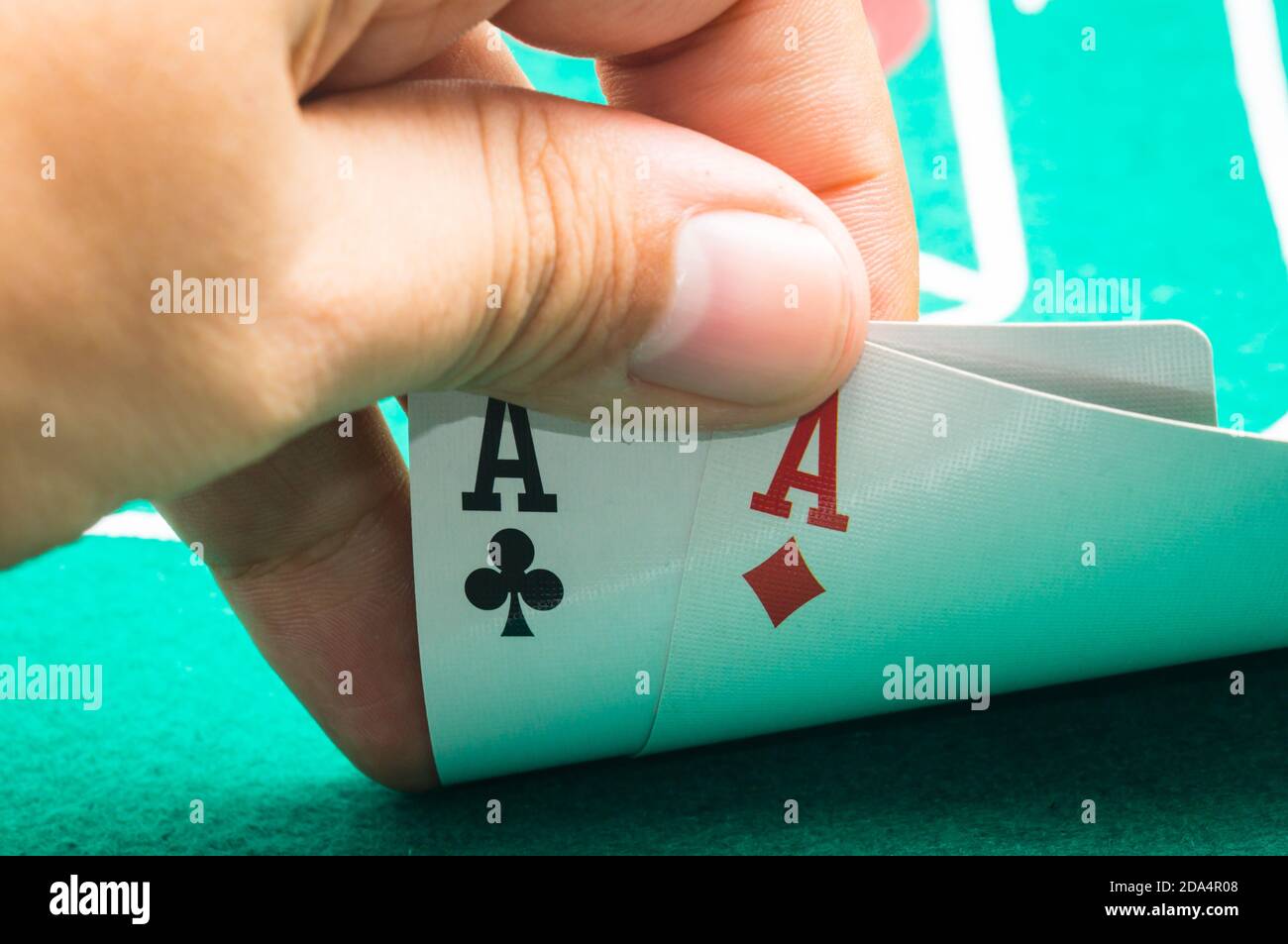 Poker chips cards showing aces hi-res stock photography and images - Alamy