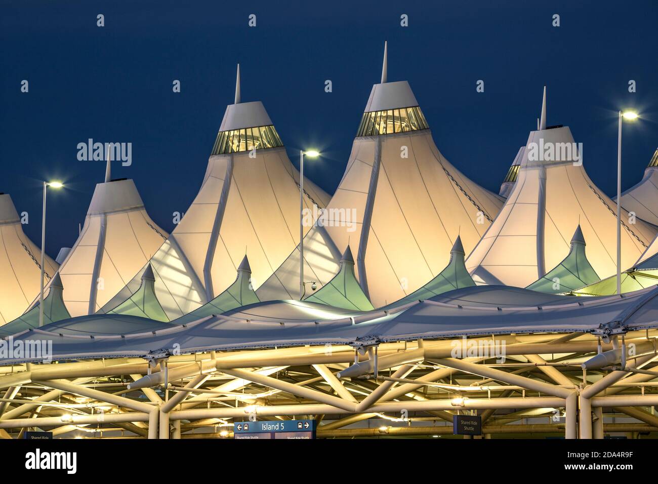 "Tent" fiberglass roof (designed by Fentress Bradburn Architects ...