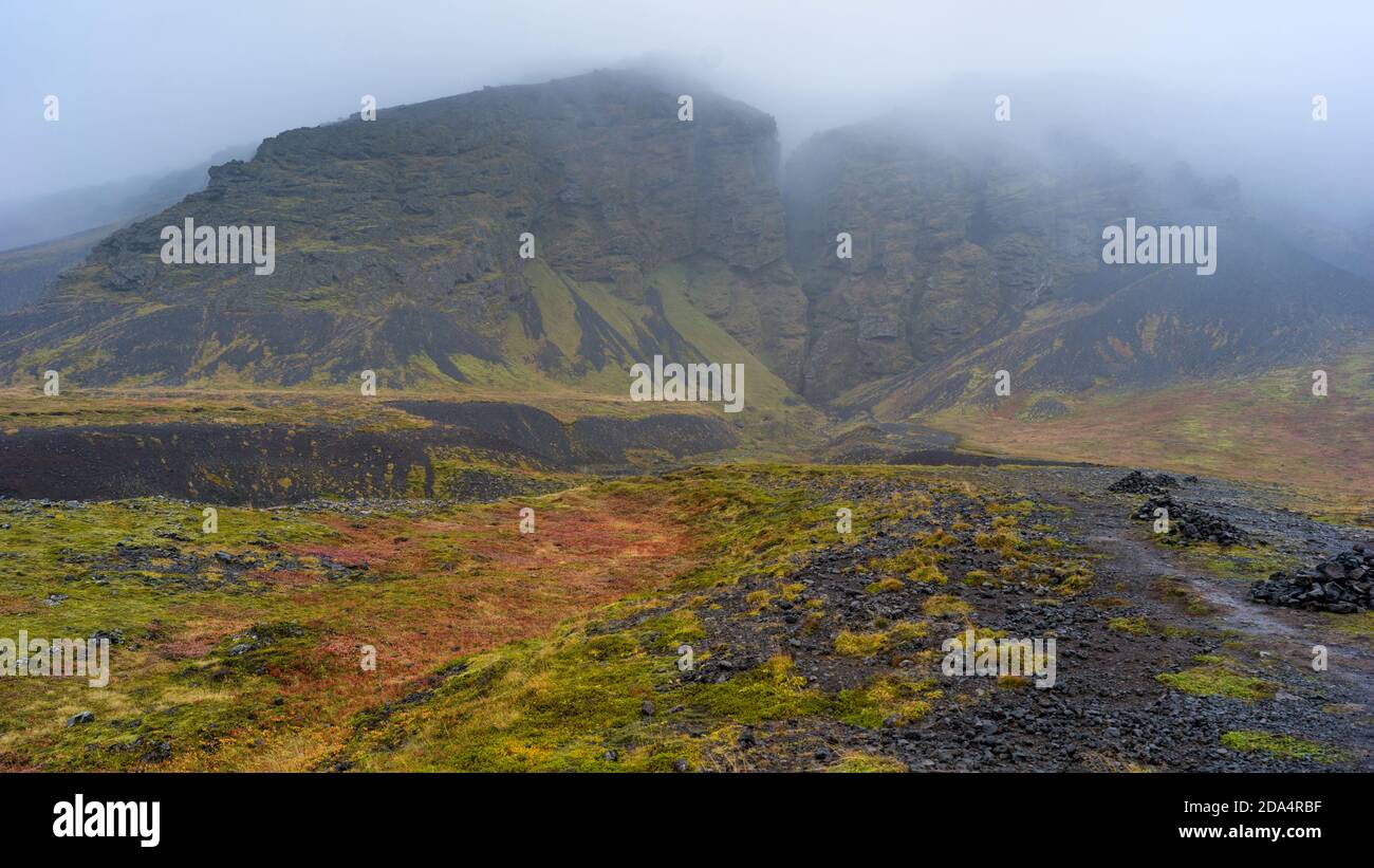 Scenic view of Ravine, Snaefellsnes Peninsula, Snaefellsnes, Western ...