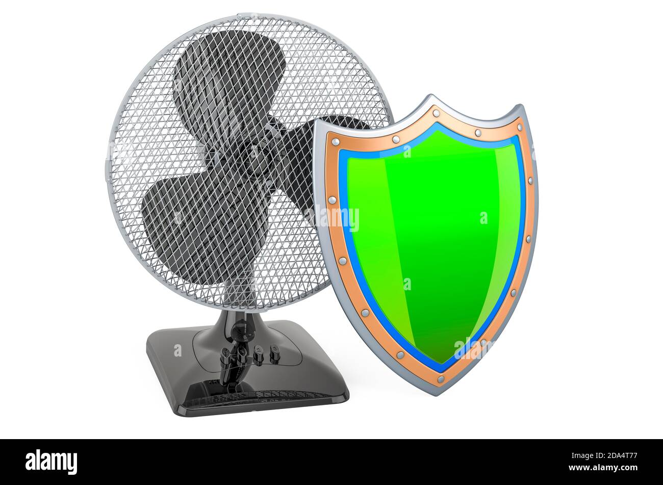 Table fan with shield, 3D rendering isolated on white background Stock ...