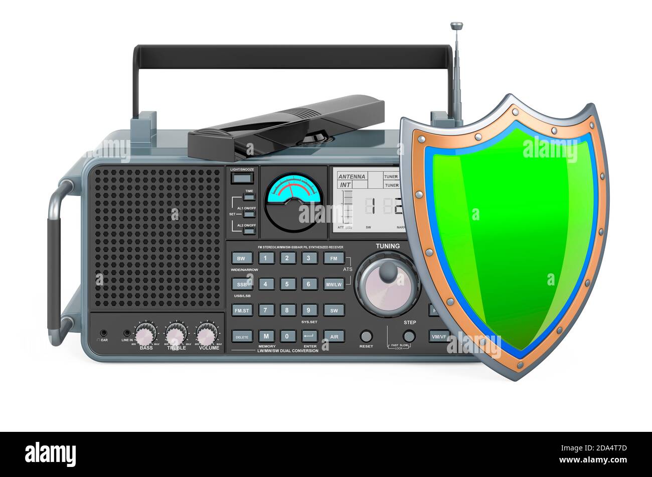 Digital receiver with shield, 3D rendering isolated on white background ...
