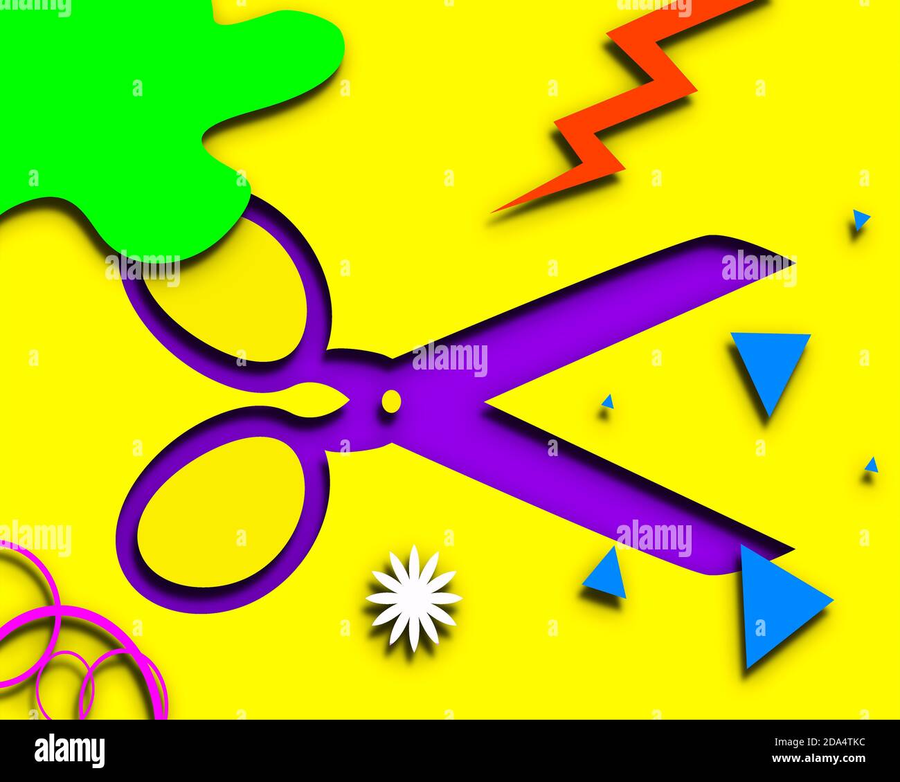 Colorful paper cutout on the yellow background Stock Photo - Alamy