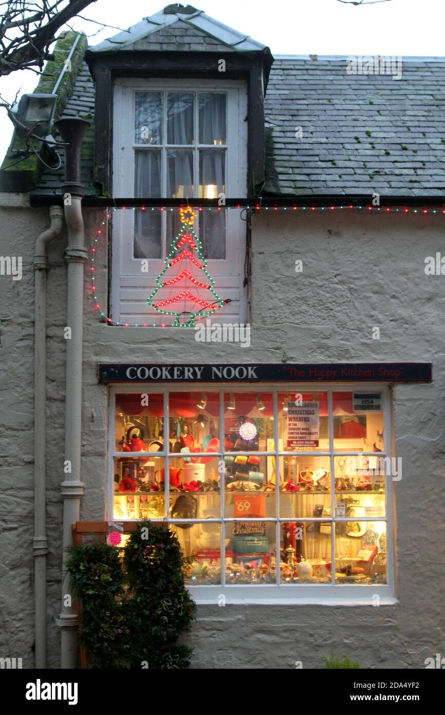 Ayr, Ayr town Centre, Ayrshire, Scotland, lights from shop wondows ...