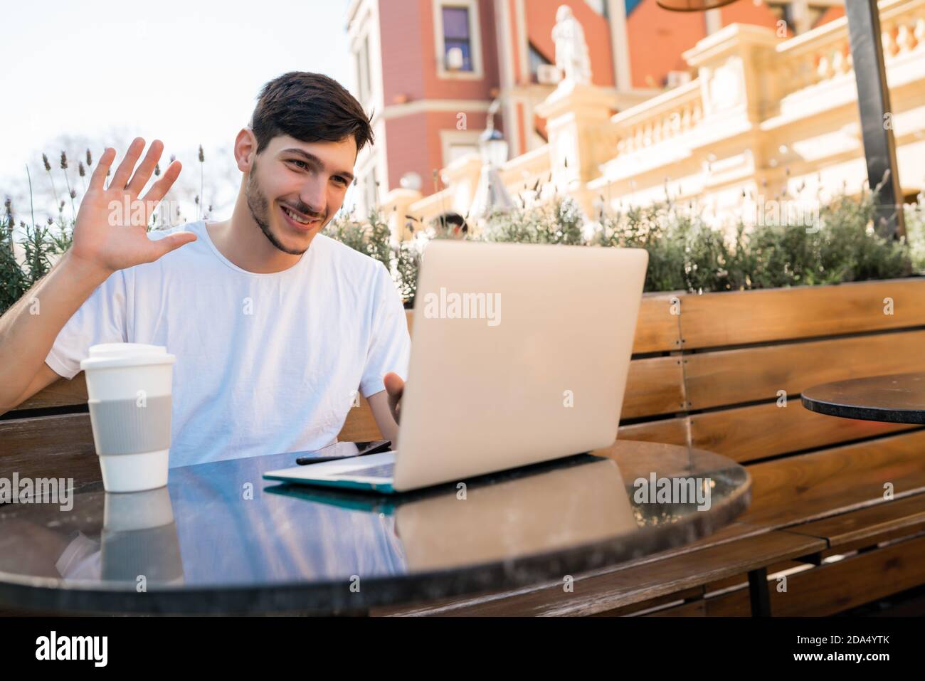 Person using skype hi-res stock photography and images - Alamy