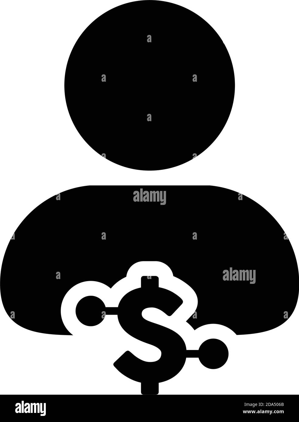 Digital money icon vector dollar currency symbol with male user person ...