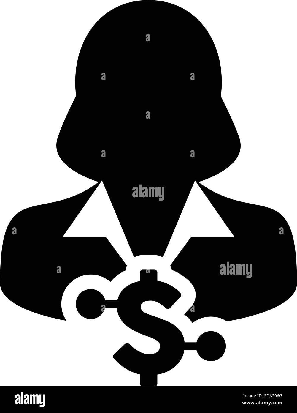 Dollar icon vector digital currency symbol with female user person ...