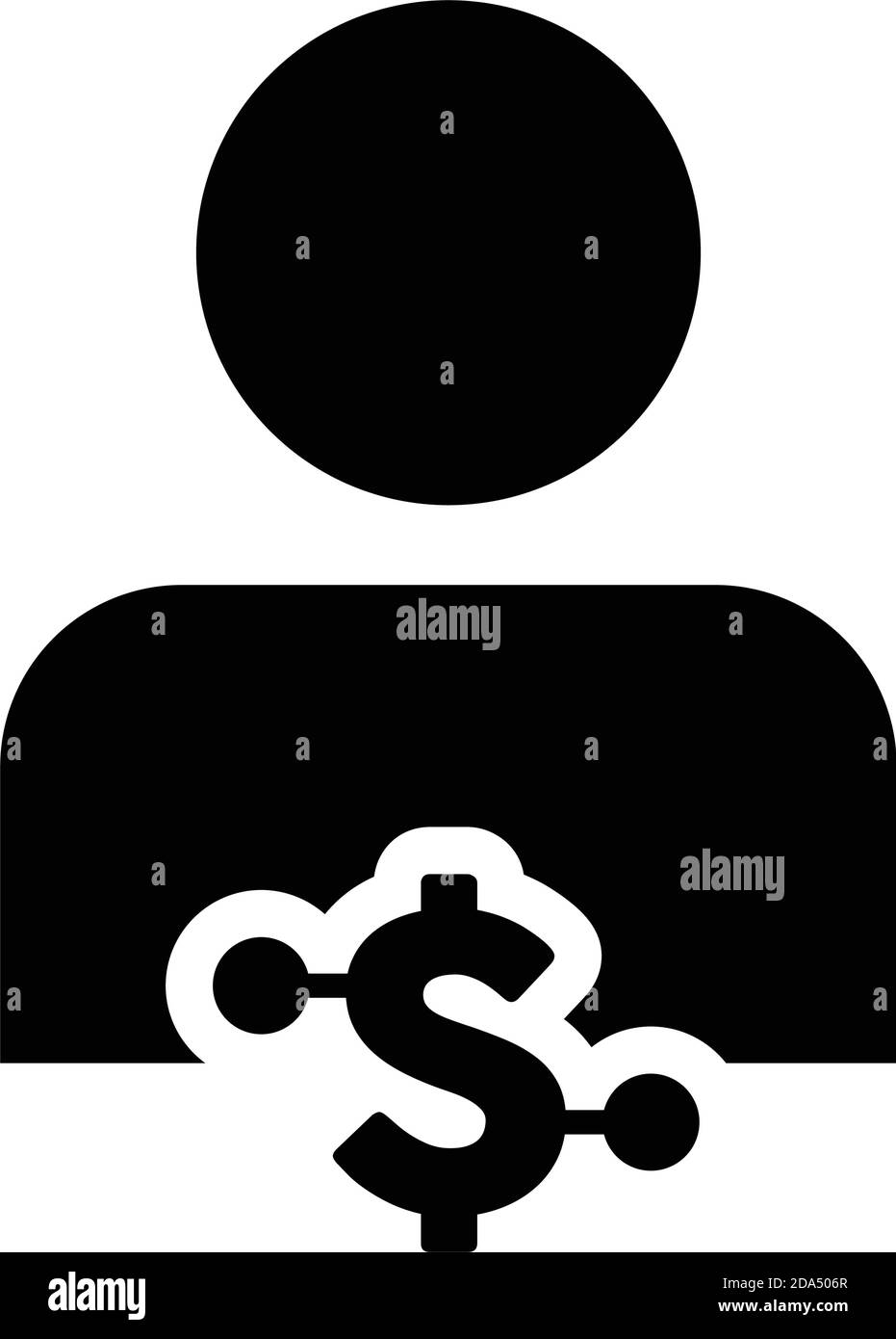 Digital dollar icon vector currency symbol with male user person ...