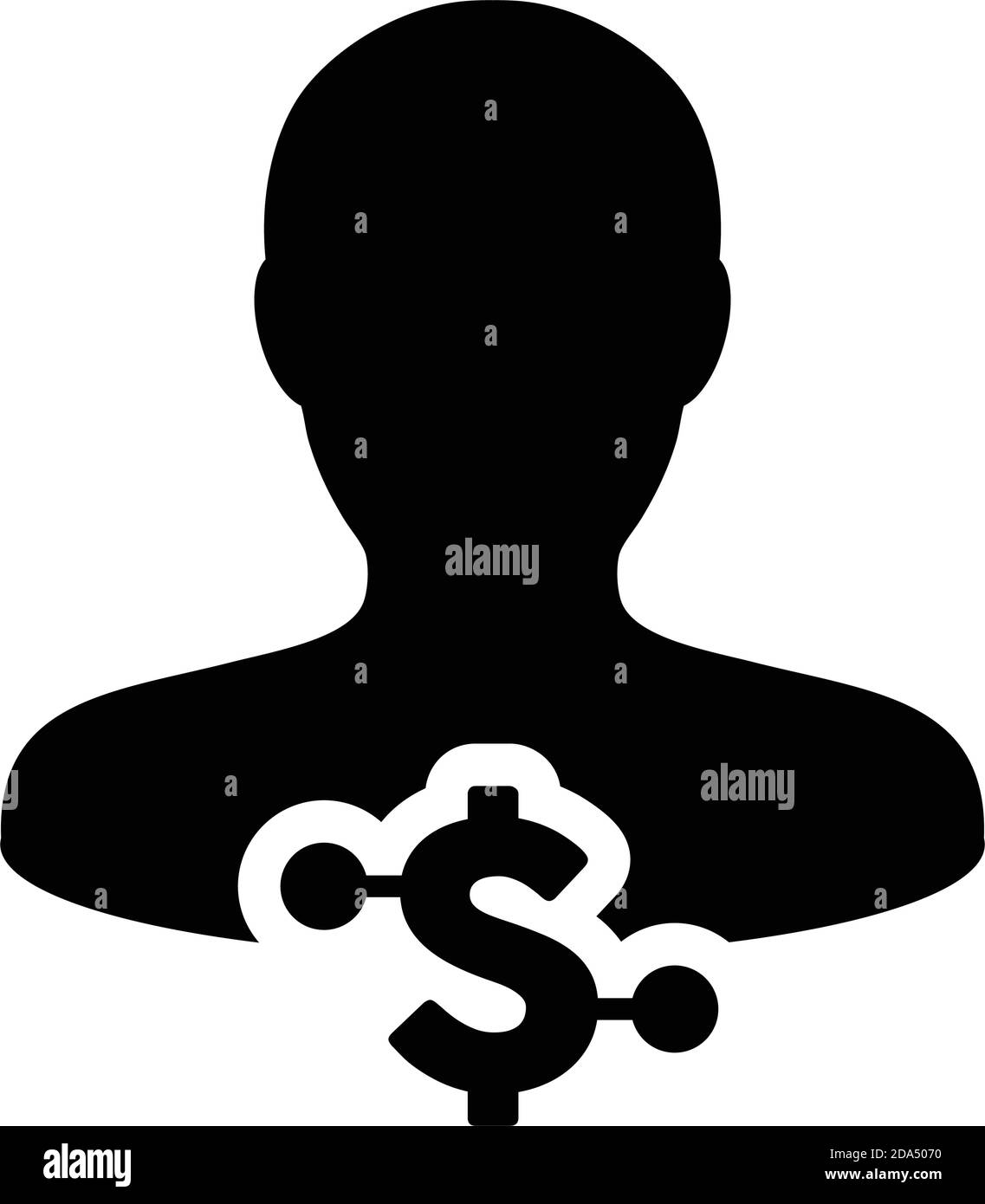 Digital money icon vector dollar currency symbol with male user person ...