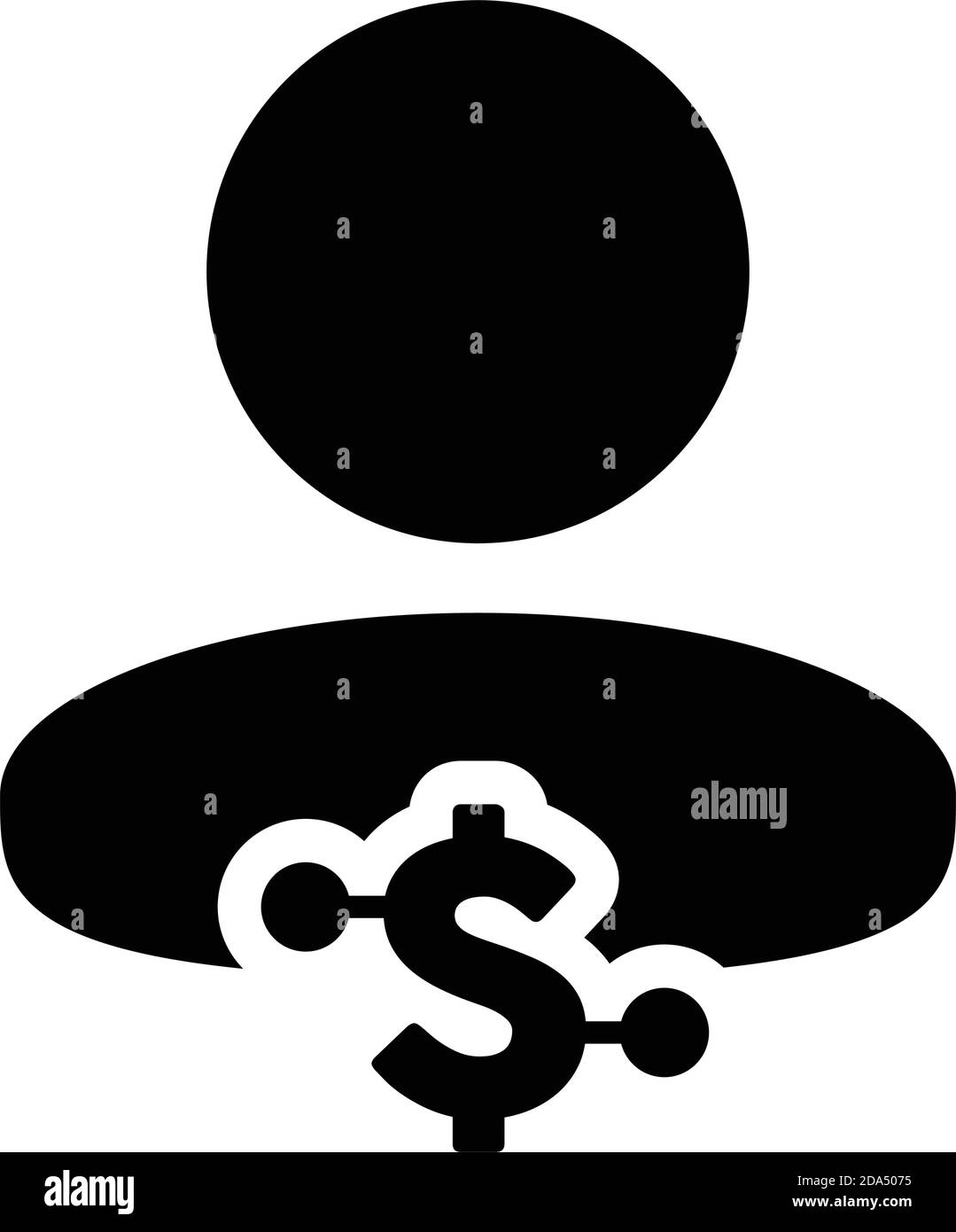 Digital dollar currency icon vector symbol with male user person ...