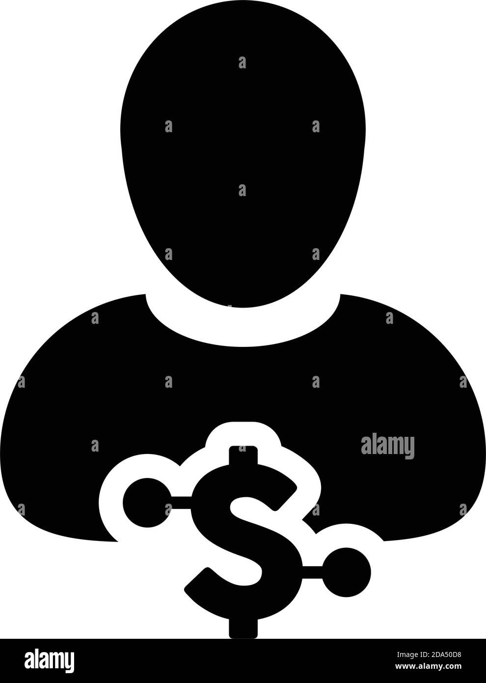 Funding icon vector digital dollar currency with male user person ...