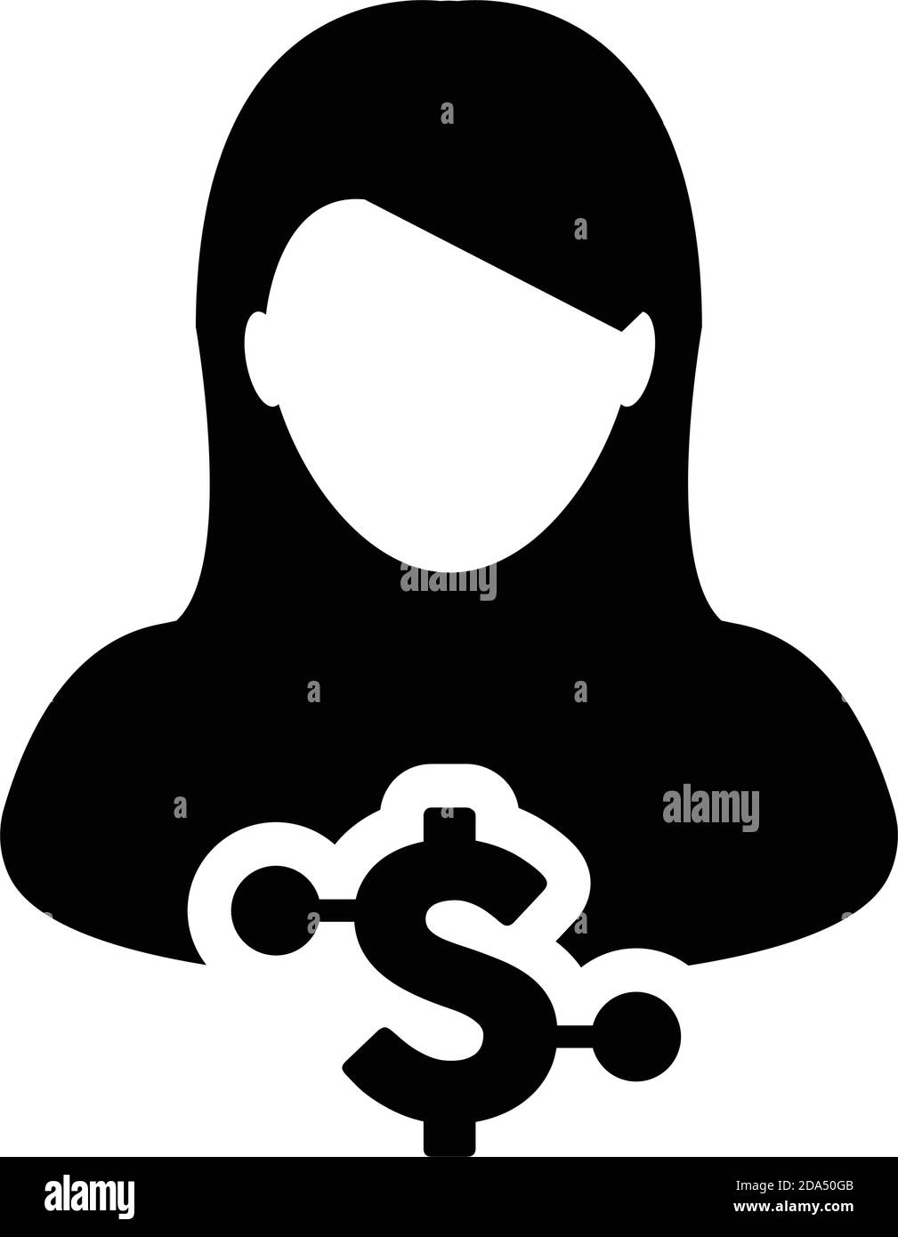 Money icon vector digital dollar currency with male user person profile ...