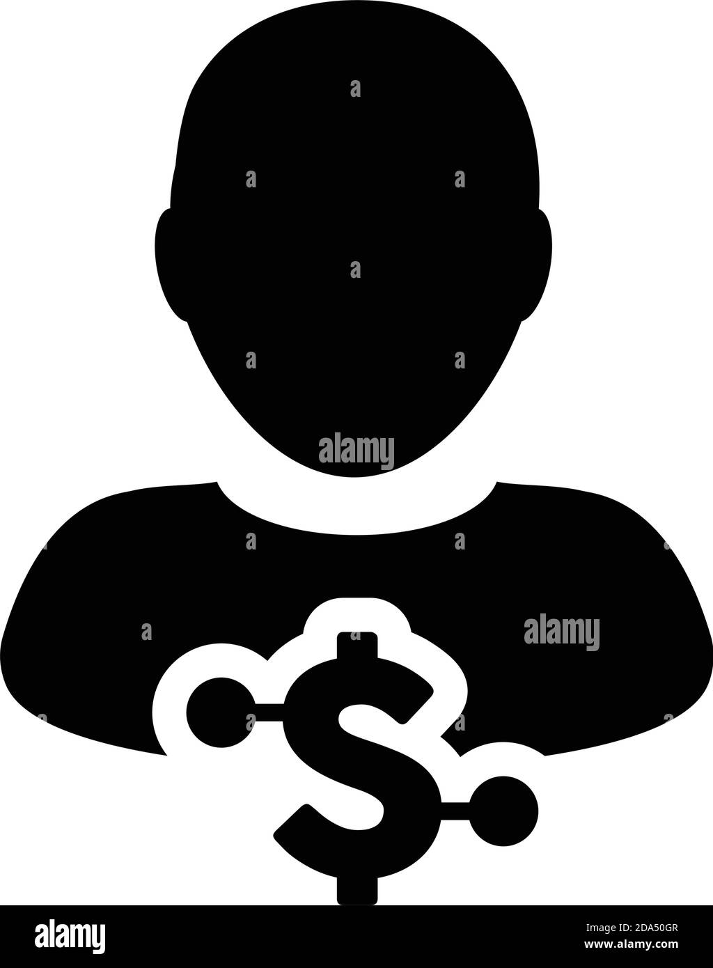 Dollar icon vector digital currency symbol with male user person ...