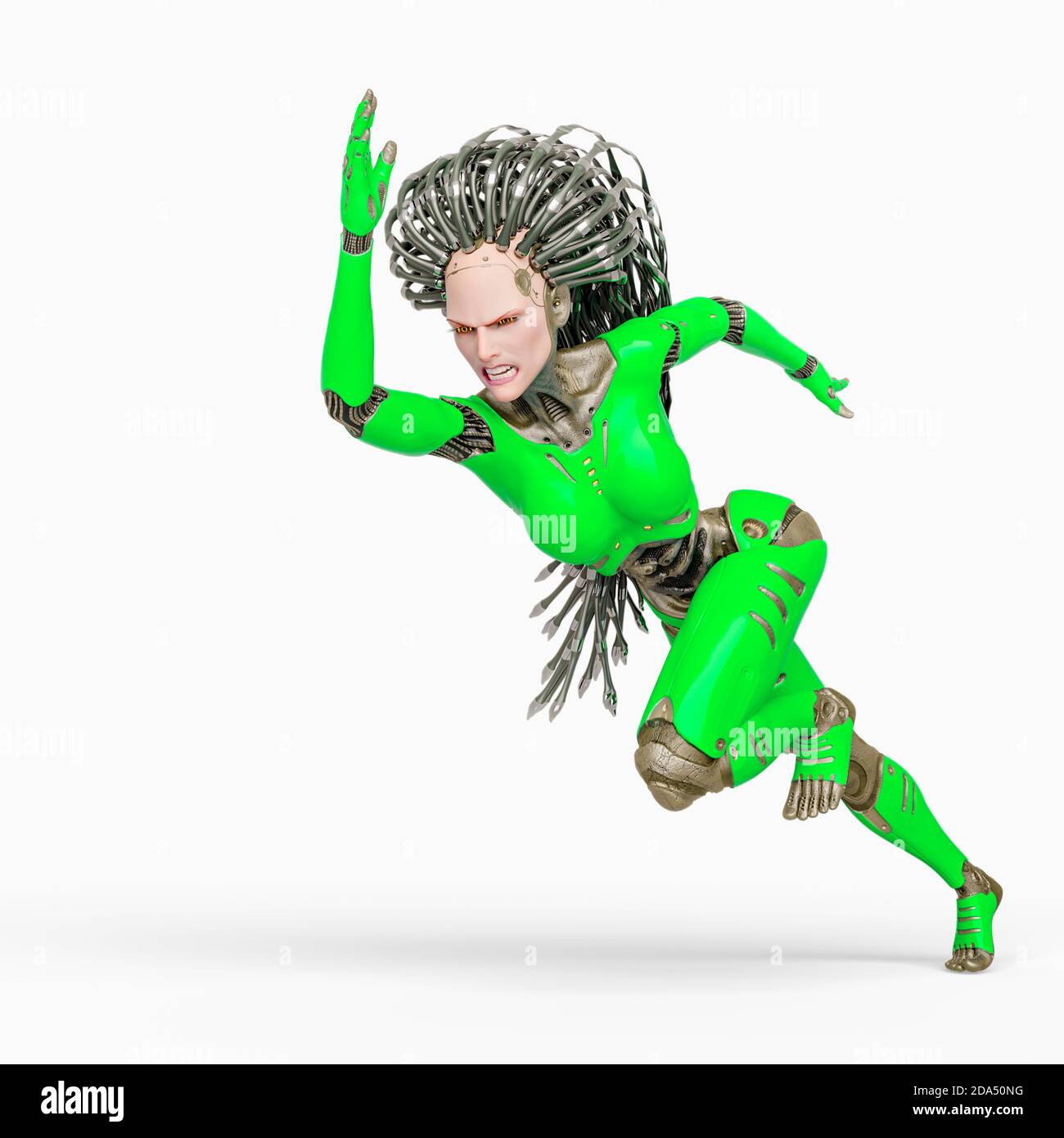 super cyborg is running fast, 3d illustration Stock Photo - Alamy