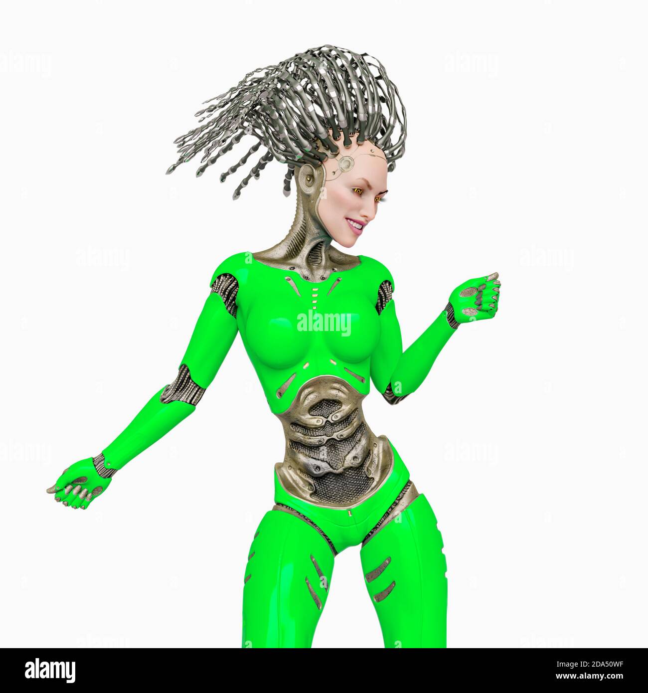 super cyborg is dancing and happy, 3d illustration Stock Photo - Alamy