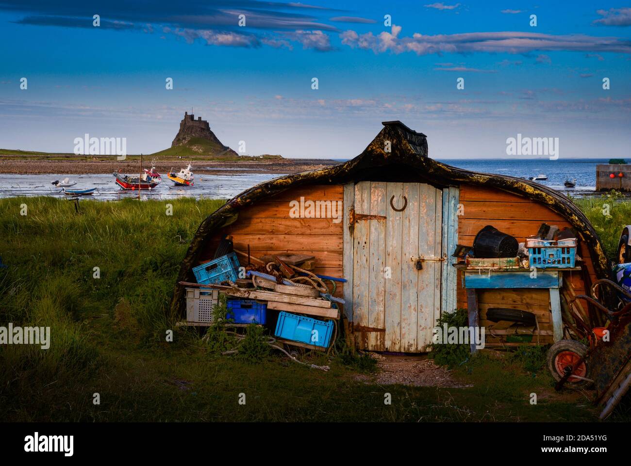 Lindisfarne Castle on Holy Island, Northumberland, England viewed from ...