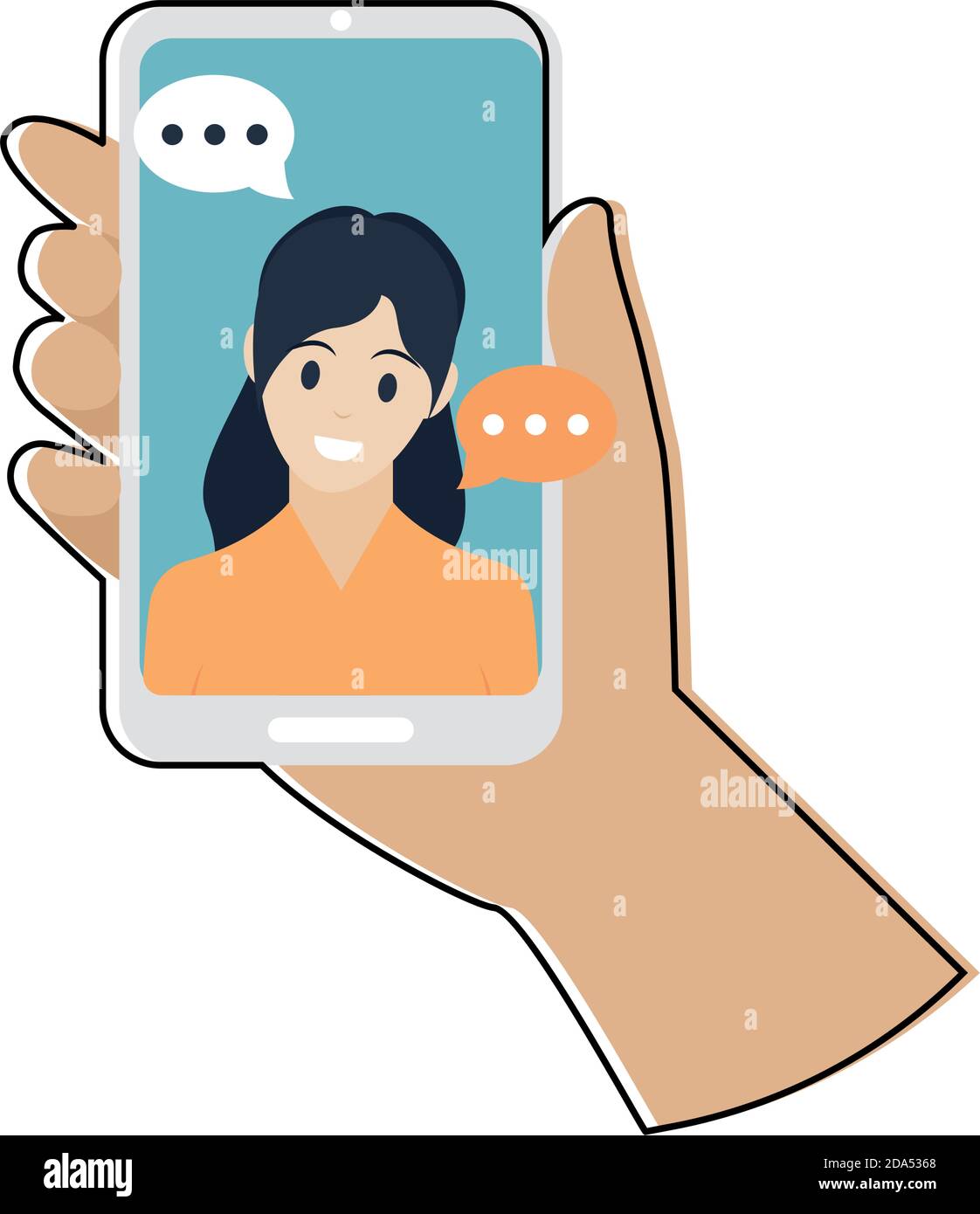 Isolated chat smartphone activity home with hands icon- Vector Stock ...