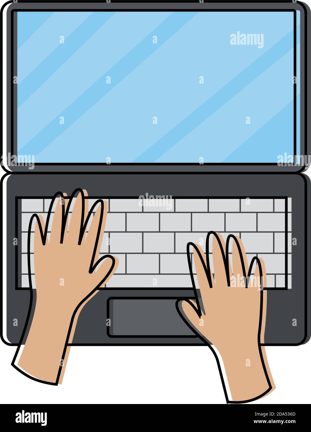 Isolated computer activities home with hands icon- Vector Stock Vector ...