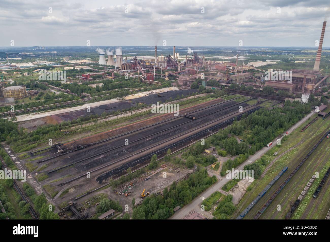 Industrial steel factory, iron works. Metallurgical plant. steelworks ...